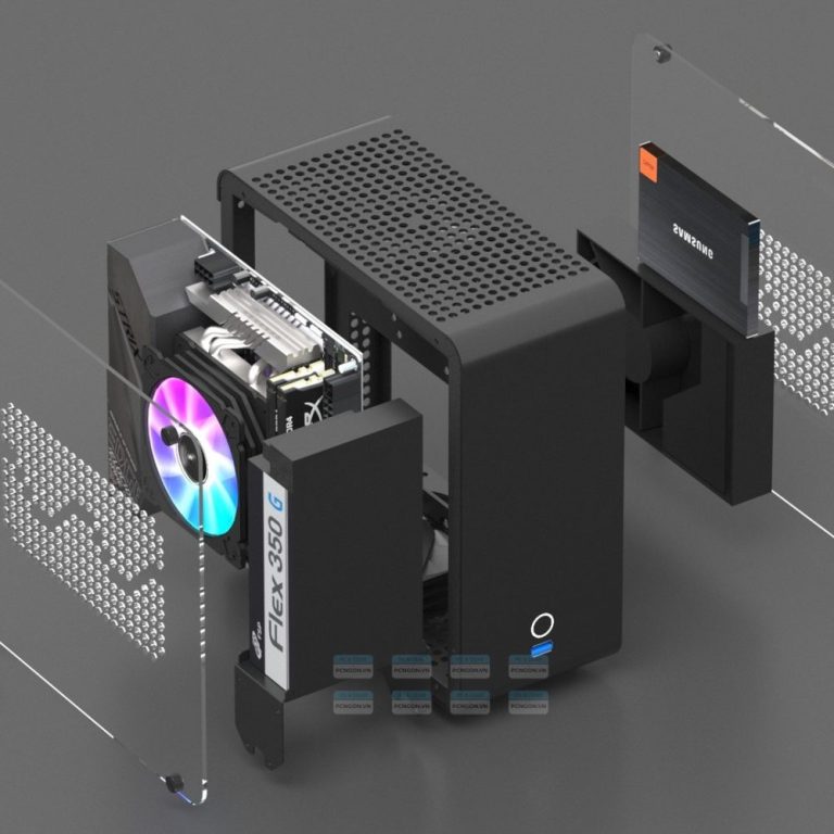 Vỏ case máy tính Mini ITX GEEEK C4 - Đen - Pcngon