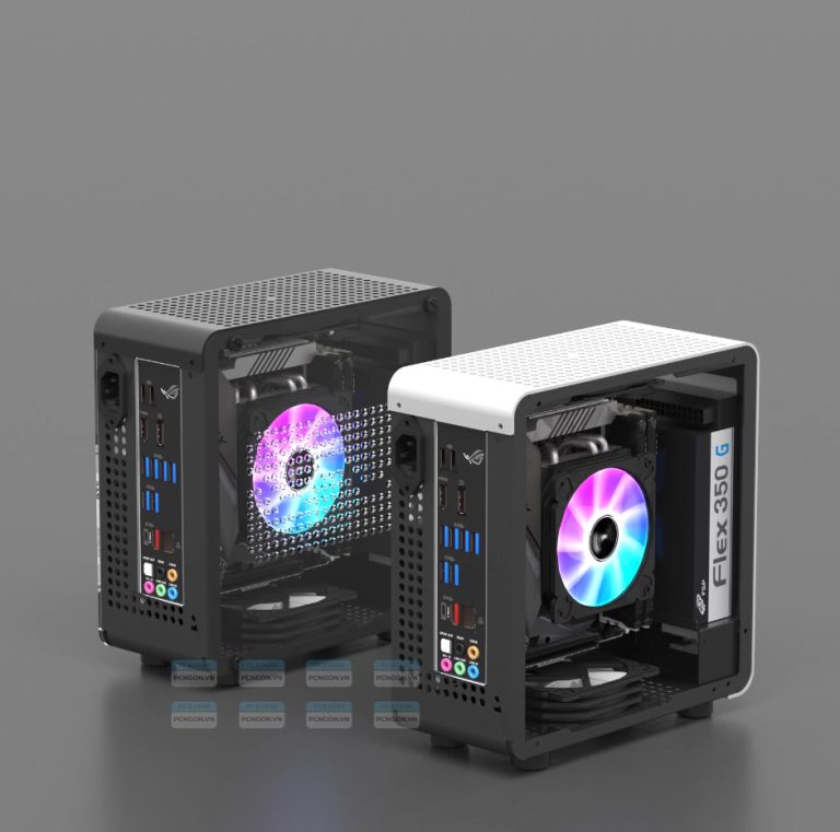 Vỏ case máy tính Mini ITX GEEEK C4 - Trắng - Pcngon