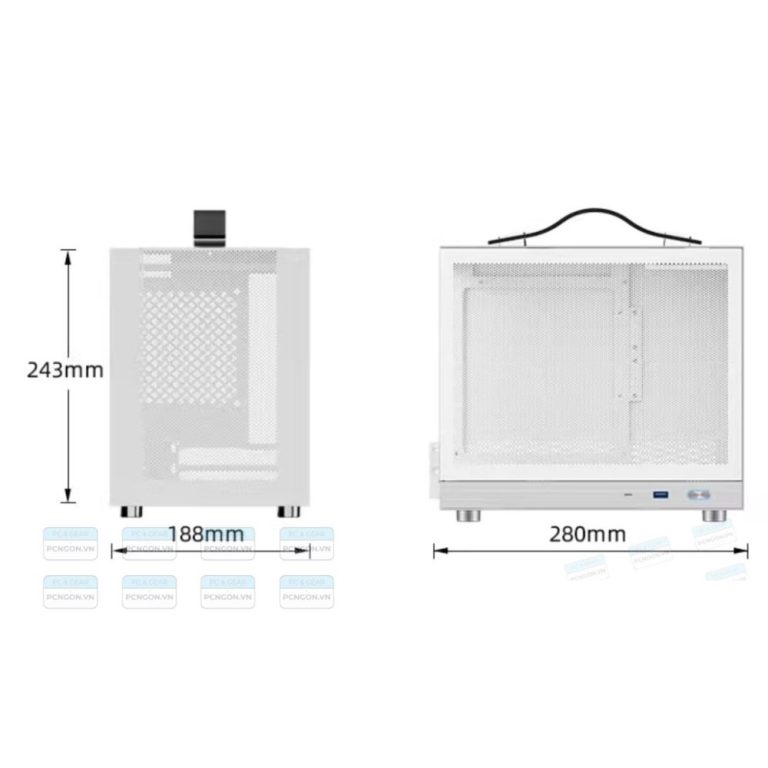 Vỏ case máy tính Mini ITX Shiny Snake G200 - Trắng (Mặt kính) - Pcngon