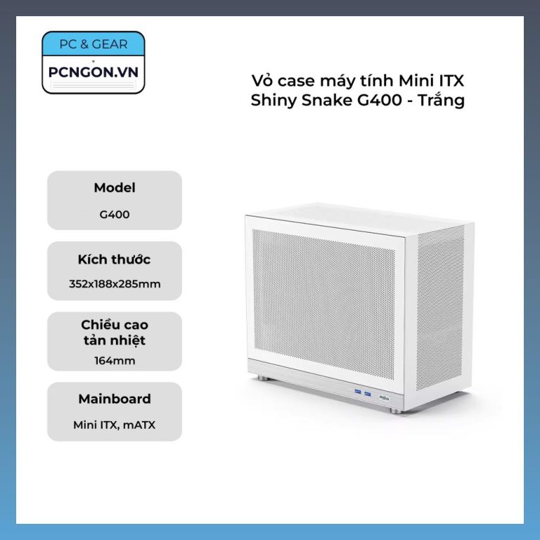 Vỏ case máy tính Mini ITX Shiny Snake G400-Trắng - Pcngon