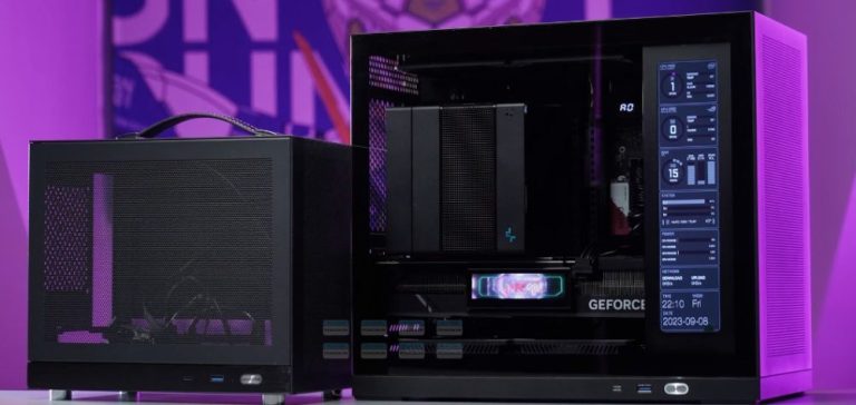 Vỏ case máy tính Mini ITX Shiny Snake G500-Đen (Kèm màn hình) - Pcngon