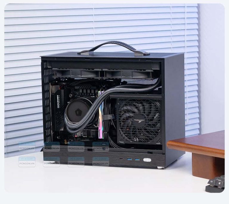 Vỏ case máy tính Mini ITX Shiny Snake S500-Đen(Mặt lưới) - Pcngon