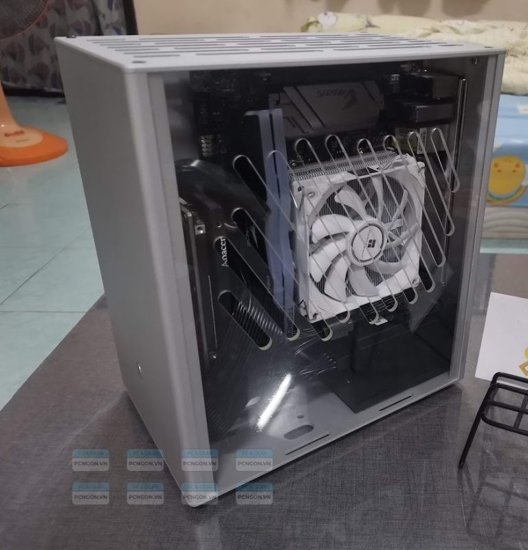 Vỏ case máy tính mini ITX Sirius S40-Bạc (Mặt hông mica) - Pcngon