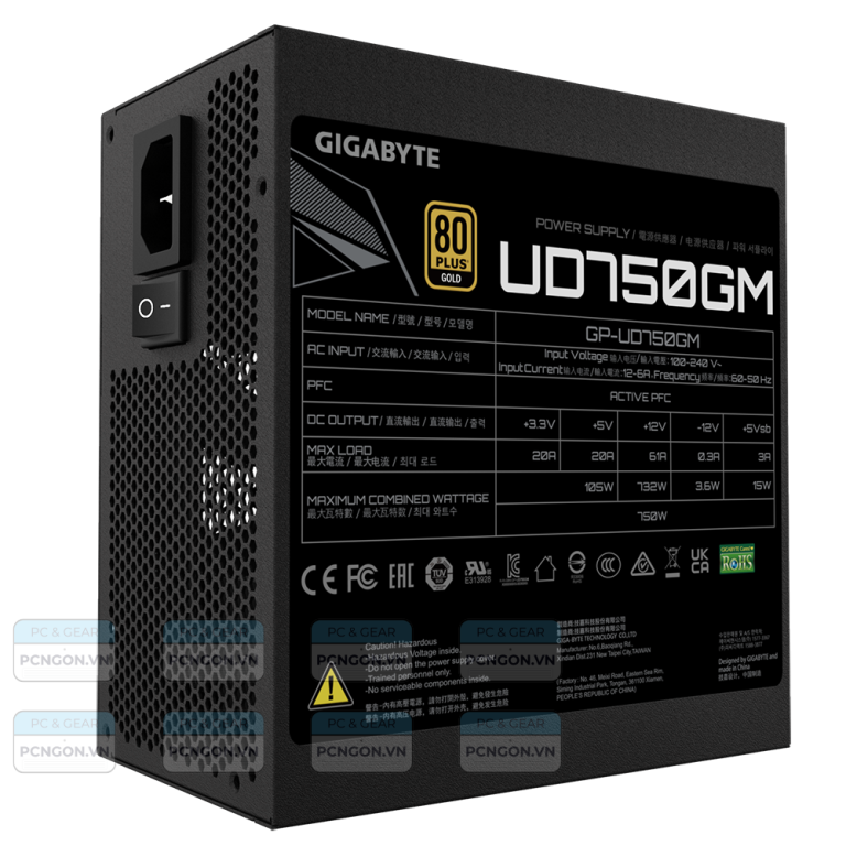 Nguồn Gigabyte 750W GP-UD750GM 80 Plus Gold Full Modular - Pcngon