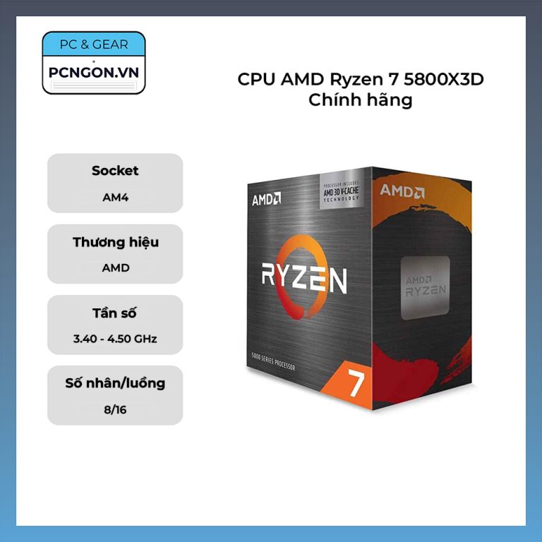 CPU AMD Ryzen 7 5800X3D Chính hãng (3.4GHz Turbo 4.5GHz, 8 nhân 16 ...