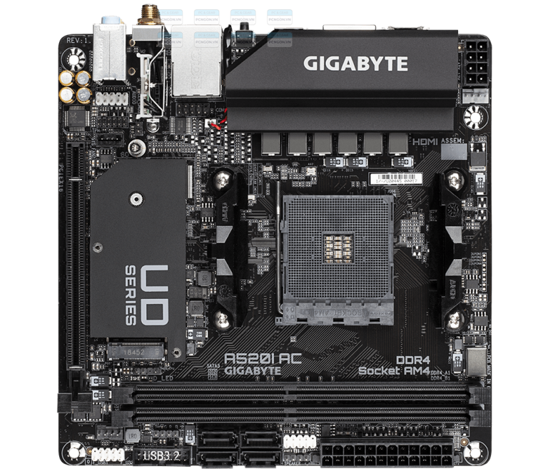 Mainboard Mini ITX Gigabyte A520I AC AM4 - Pcngon