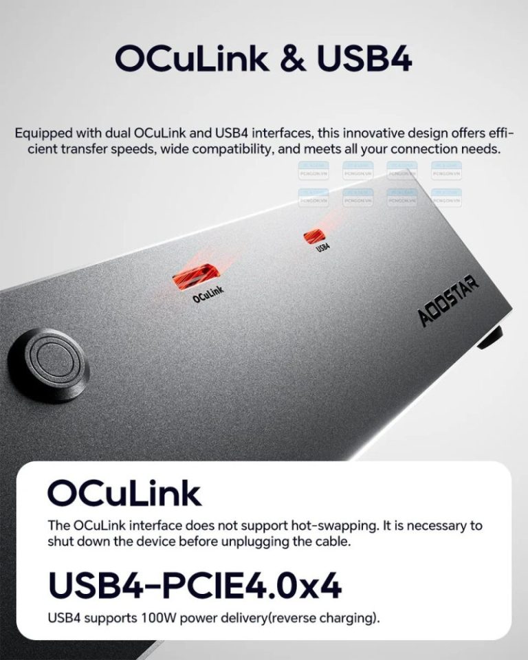 Dock eGPU OCuLink Aoostar AG02 OcuLink USB4 (Kèm nguồn 800W) - Pcngon