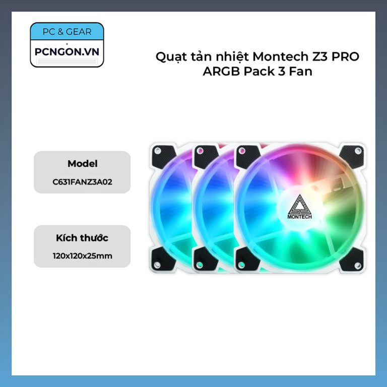 Quạt tản nhiệt Montech Z3 PRO ARGB Pack 3 Fan - Pcngon